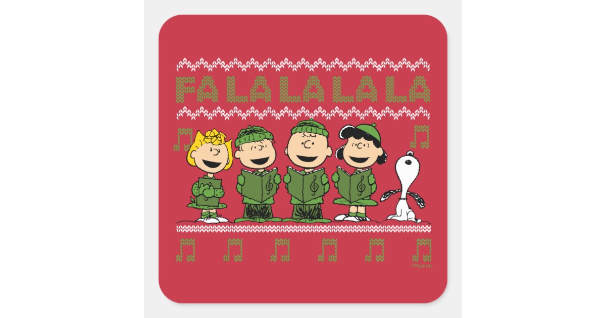 Caroling Christmas Sweater Graphic Square Sticker | Zazzle