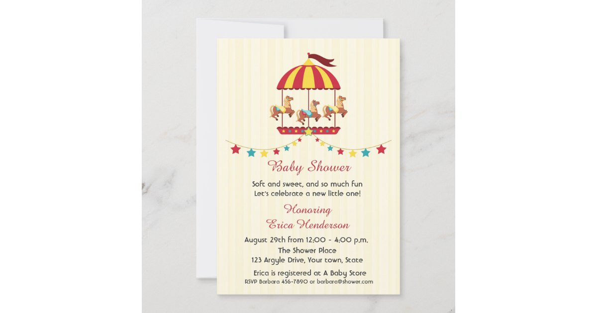 Carousel Baby Shower Invitation | Zazzle