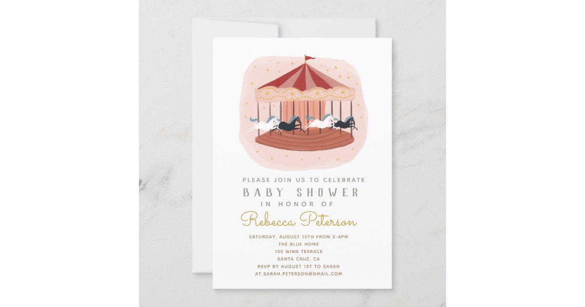 carousel Baby Shower Invitation | Zazzle