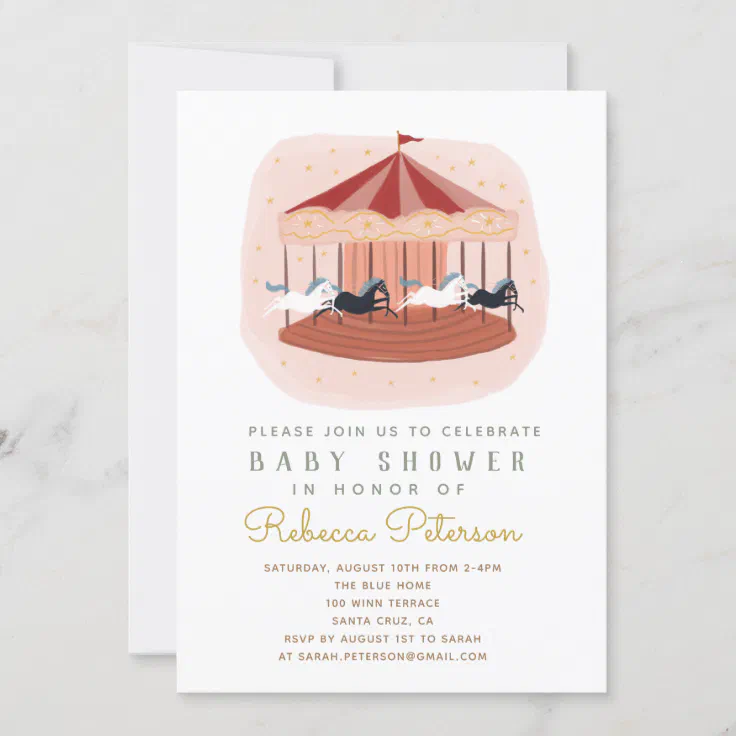 carousel Baby Shower Invitation | Zazzle