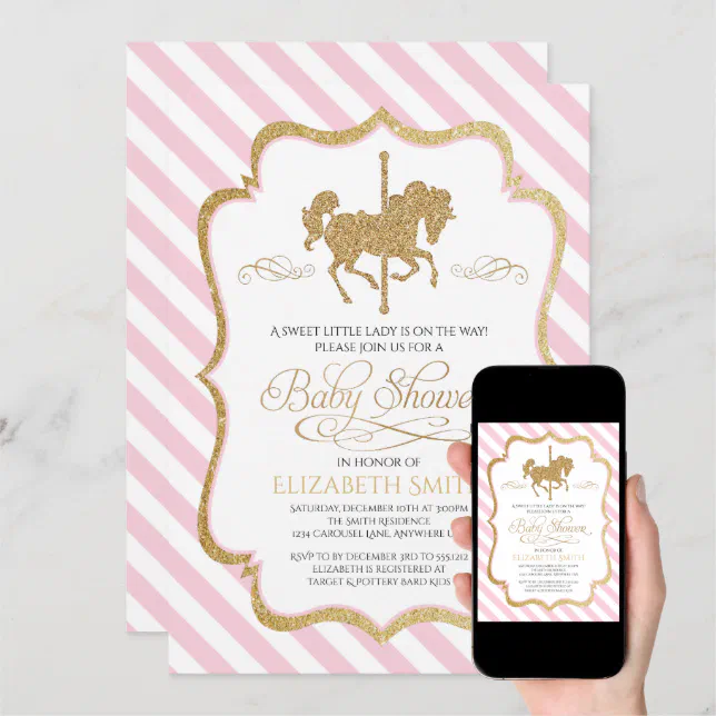 Carousel Baby Shower Invitation | Zazzle