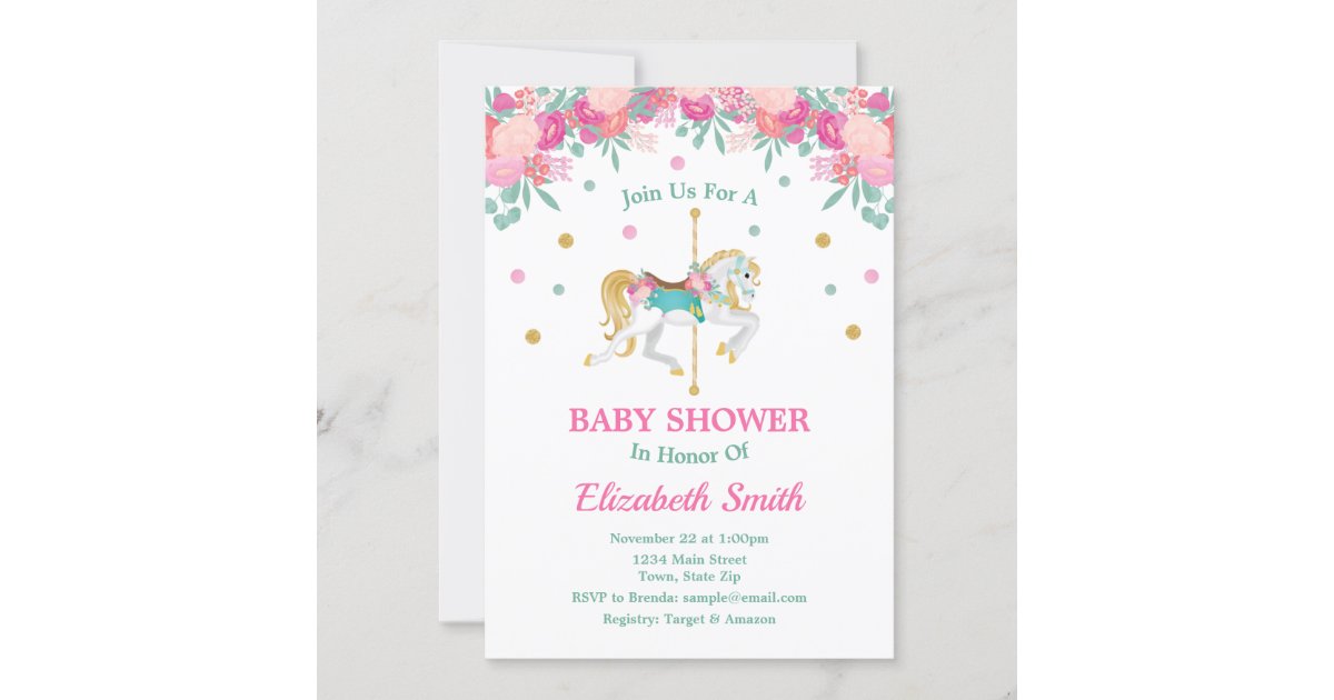 Carousel Baby Shower Invitation Merry Go Round | Zazzle
