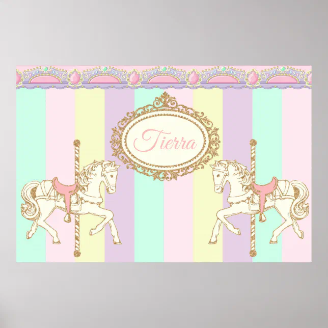 Carousel Backdrop Circus Banner Pink Poster | Zazzle