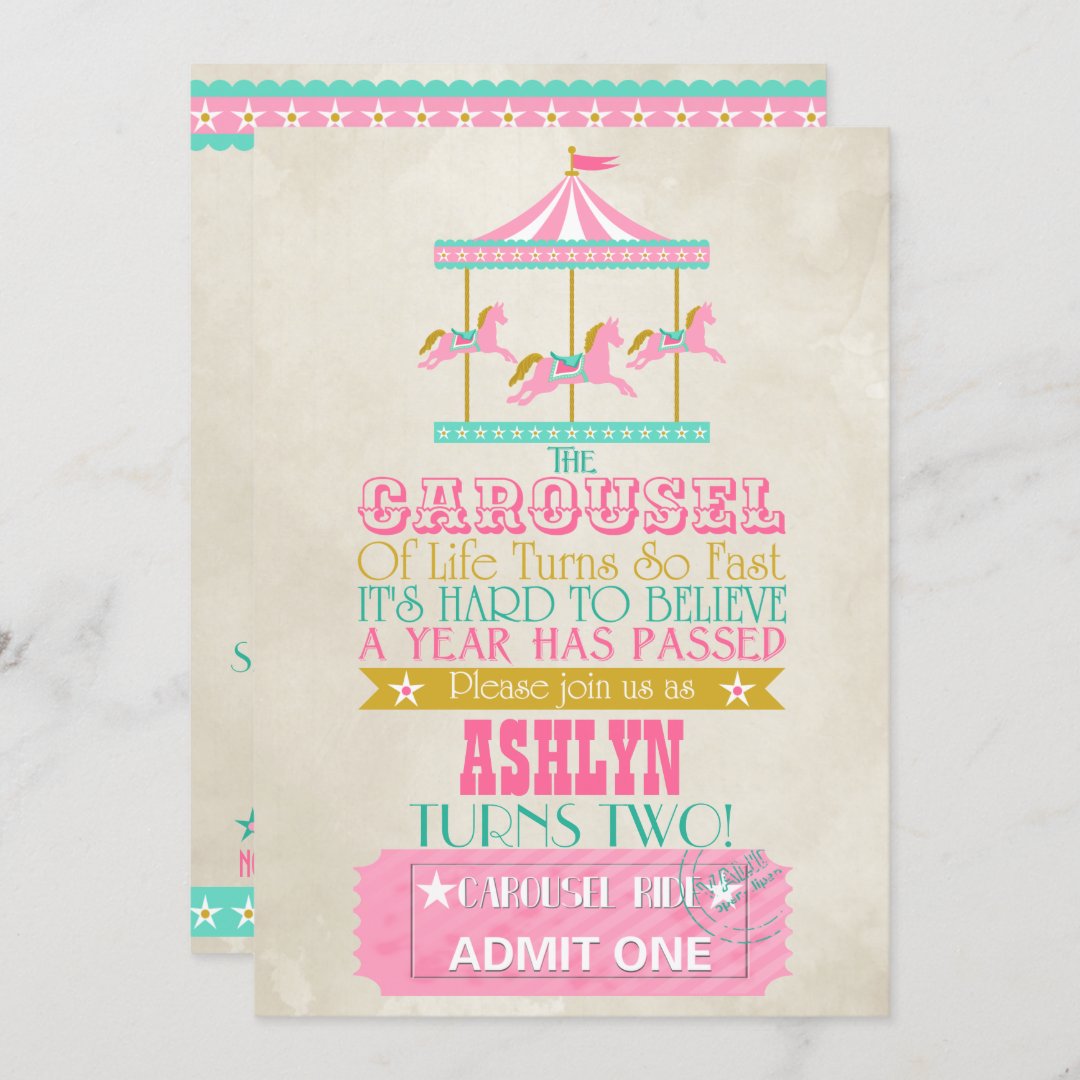 Carousel Birthday Invitation | Zazzle