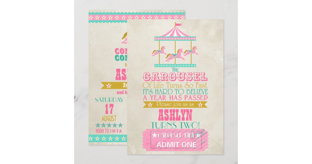 Carousel Birthday Invitation | Zazzle