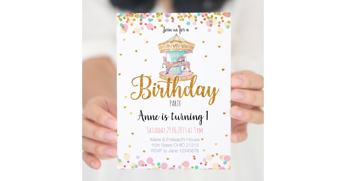 Carousel Birthday Invitation | Zazzle