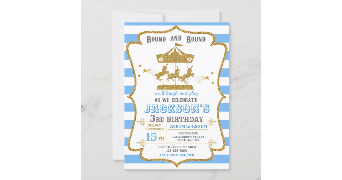 Carousel birthday invitation Amusement park invite | Zazzle