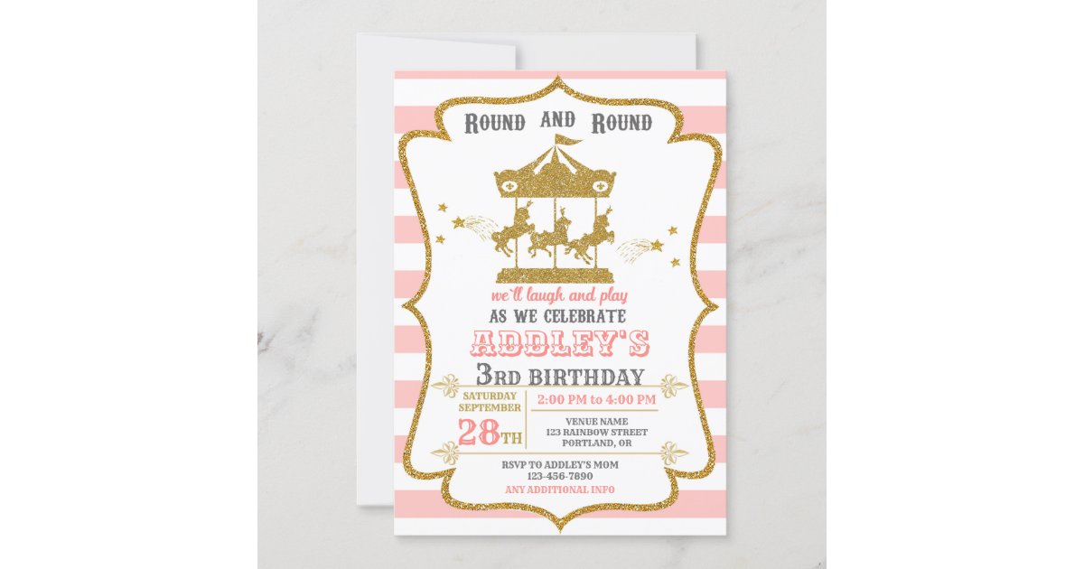 Carousel birthday invitation Carnival birthday | Zazzle
