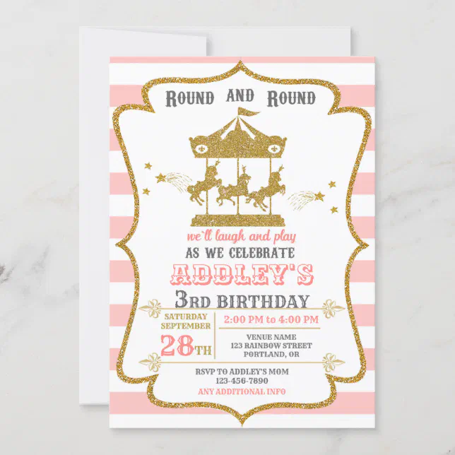 Carousel birthday invitation Carnival birthday | Zazzle
