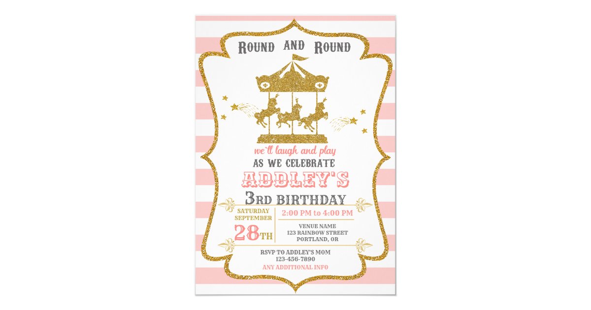 Carousel birthday invitation Carnival birthday | Zazzle.com