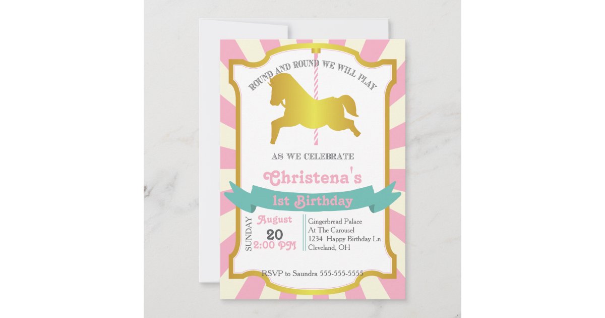 Carousel Birthday Party Invitation | Zazzle