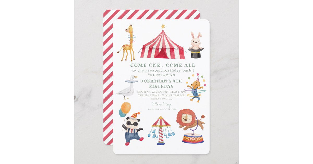 Carousel Circus Carnival Birthday Invitation | Zazzle