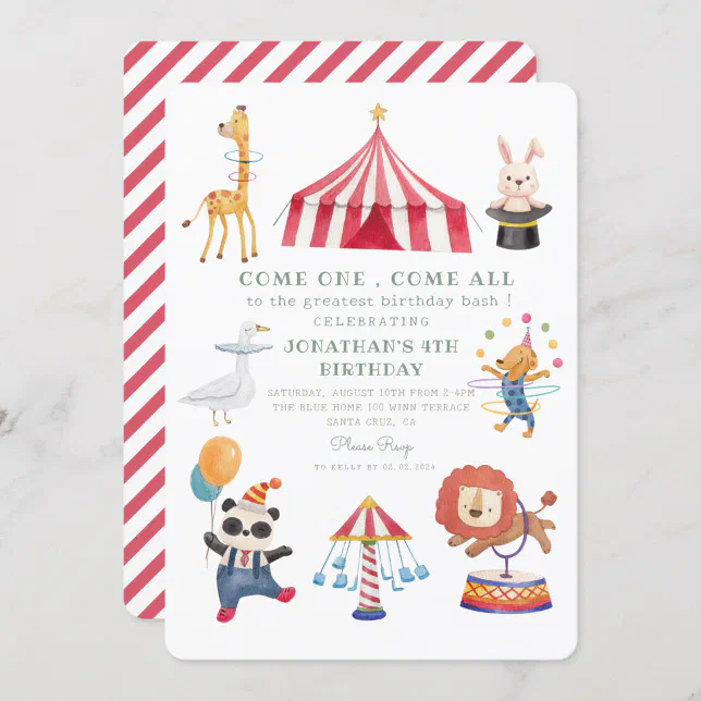 Carousel Circus Carnival Birthday Invitation | Zazzle