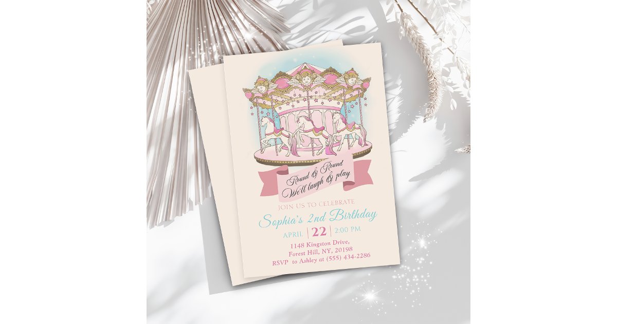 Carousel Circus Carnival Birthday Invitation | Zazzle