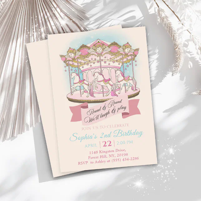 Carousel Circus Carnival Birthday Invitation | Zazzle