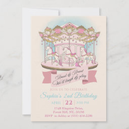 Carousel Circus Carnival Birthday Invitation | Zazzle