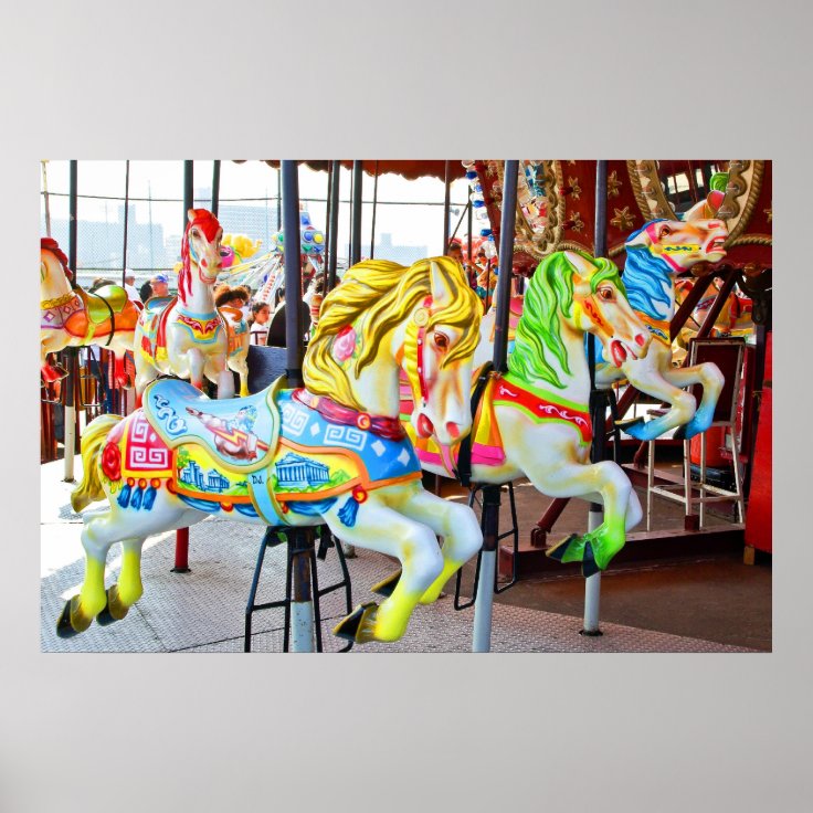 Carousel - Coney Island, NYC postcard Poster | Zazzle