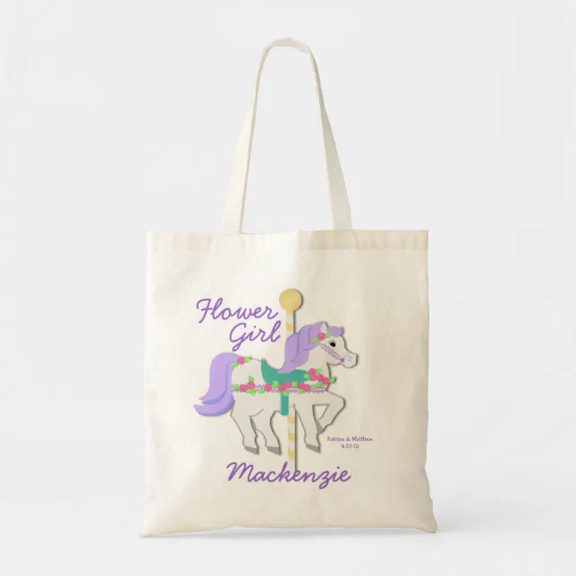 Carousel Flower Girl Tote Bag | Zazzle
