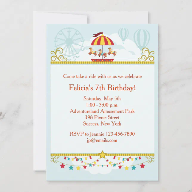 Carousel Fun Invitation | Zazzle