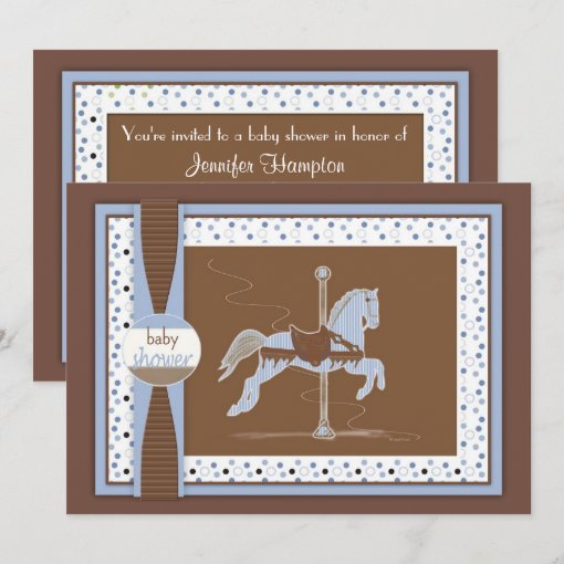 Carousel Horse Baby Boy Shower Inviation Invitation | Zazzle