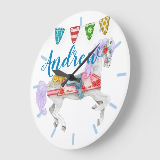 Carousel Horse Custom Template Large Clock | Zazzle