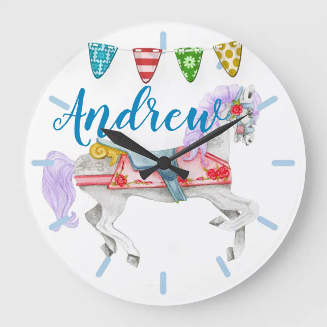 Carousel Horse Custom Template Large Clock | Zazzle
