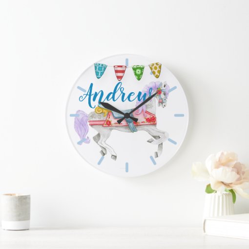 Carousel Horse Custom Template Large Clock | Zazzle