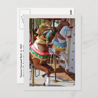 Carousel horses postcard | Zazzle