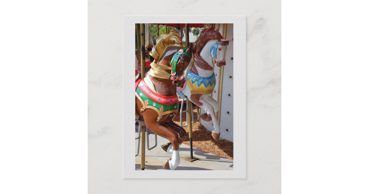 Carousel horses postcard | Zazzle