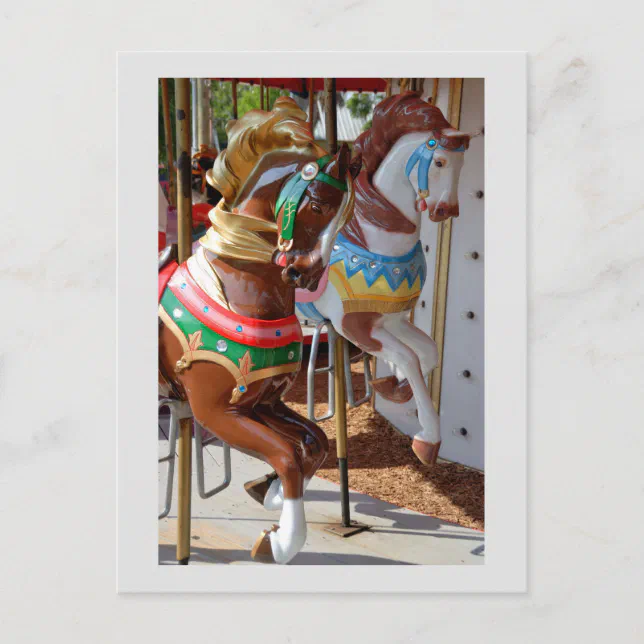 Carousel horses postcard | Zazzle