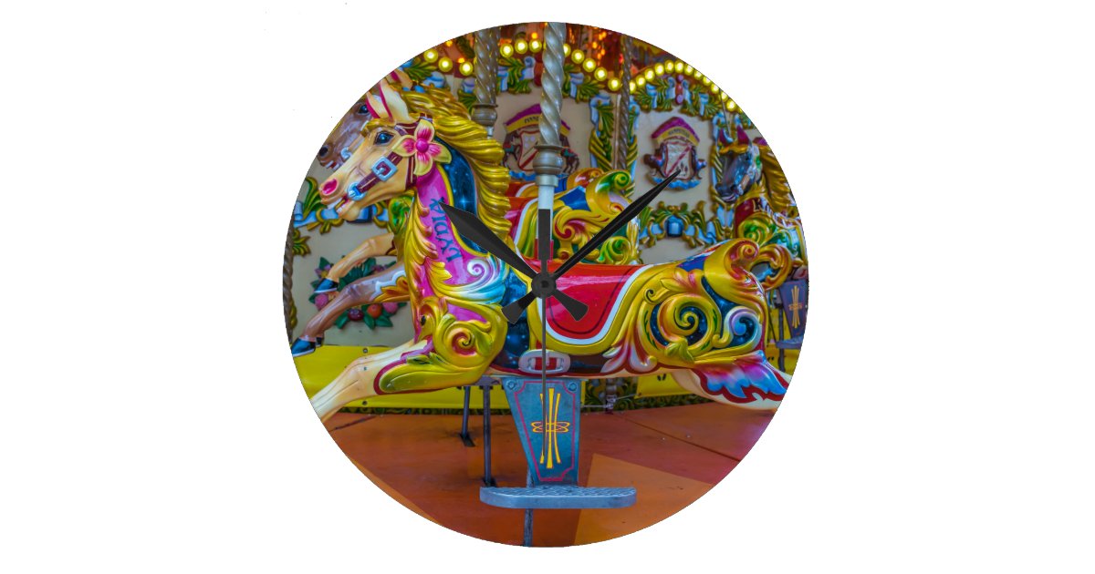 Carousel horses wall clock | Zazzle.com