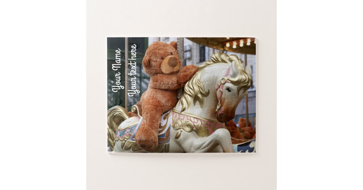 Carousel with Teddy Bear Jigsaw Puzzle | Zazzle