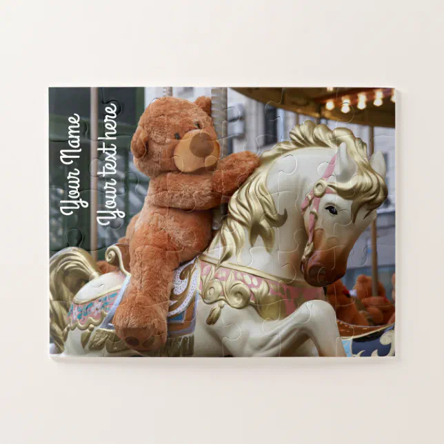 Carousel with Teddy Bear Jigsaw Puzzle | Zazzle