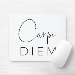 CARPE DIEM | Black Hand Lettered Script Typography Mouse Pad | Zazzle