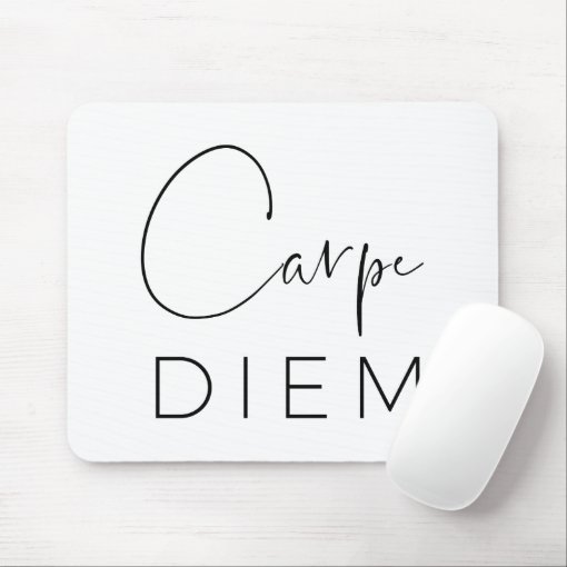 CARPE DIEM | Black Hand Lettered Script Typography Mouse Pad | Zazzle