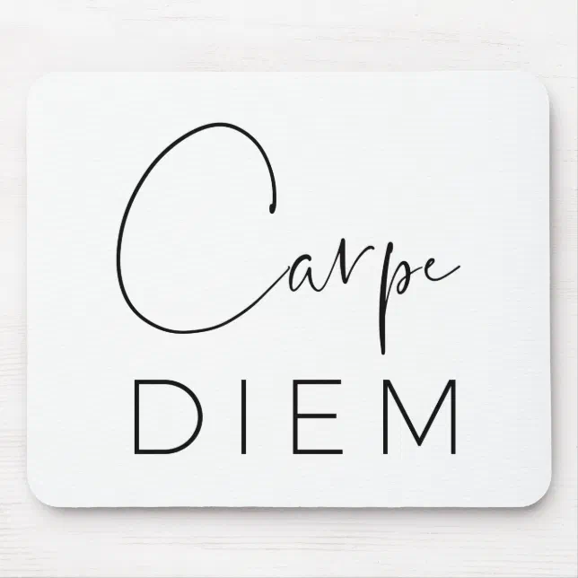 CARPE DIEM | Black Hand Lettered Script Typography Mouse Pad | Zazzle