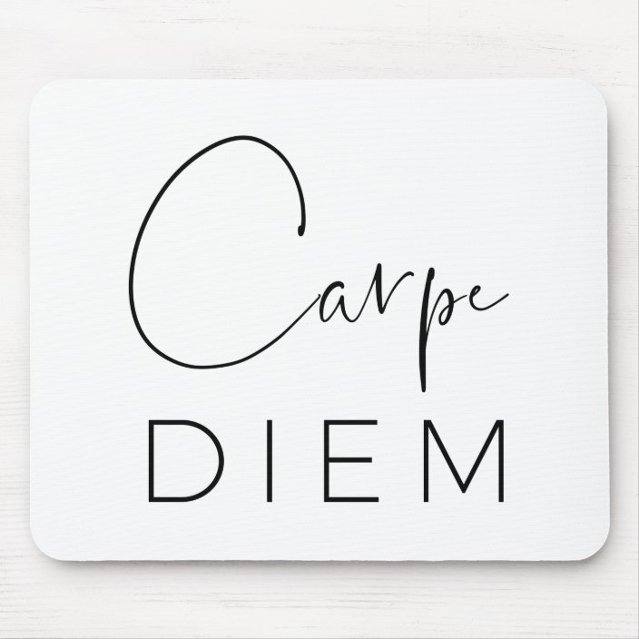 CARPE DIEM | Black Hand Lettered Script Typography Mouse Pad | Zazzle.com