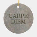 Carpe Diem Stone round ceramic ornament | Zazzle