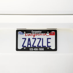 Carpenter Black and White Phone Number Promotional License Plate Frame ...