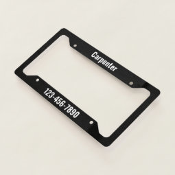 Carpenter Black and White Phone Number Promotional License Plate Frame ...