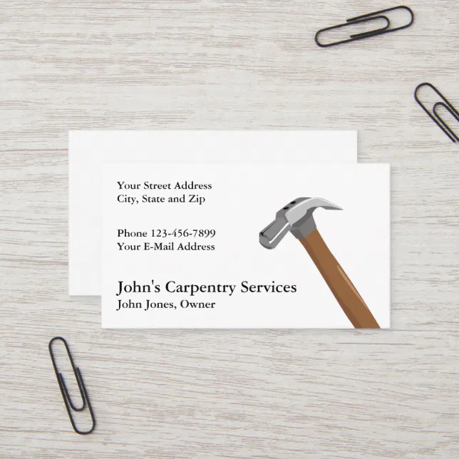 Carpenter Contractor Construction Business Card | Zazzle