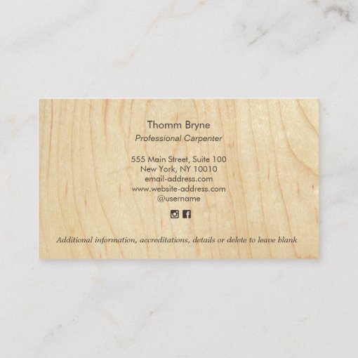 Carpenter Plywood Construction Business Card | Zazzle