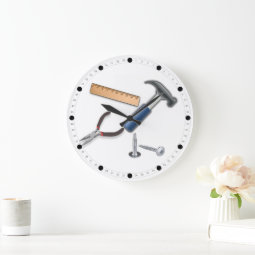Carpenter Tools Large Clock | Zazzle