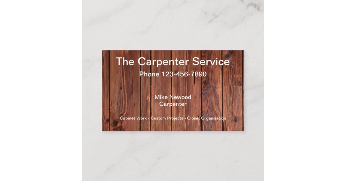 Carpenter Wood Background Business Card | Zazzle