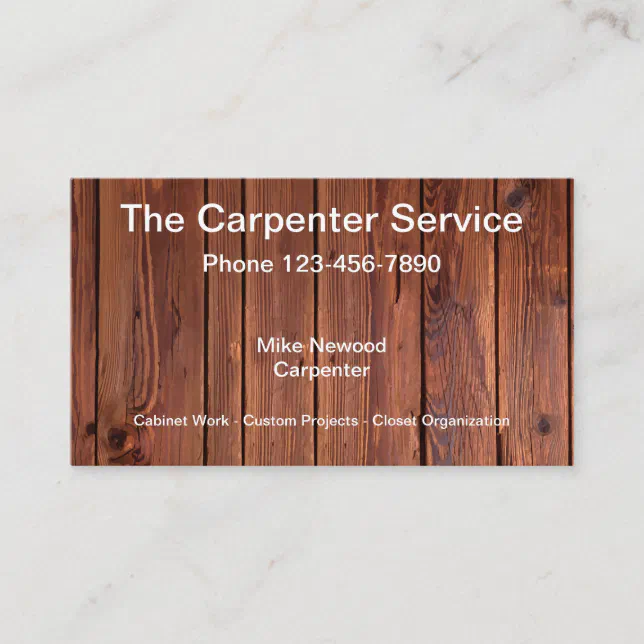 Carpenter Wood Background Business Card | Zazzle