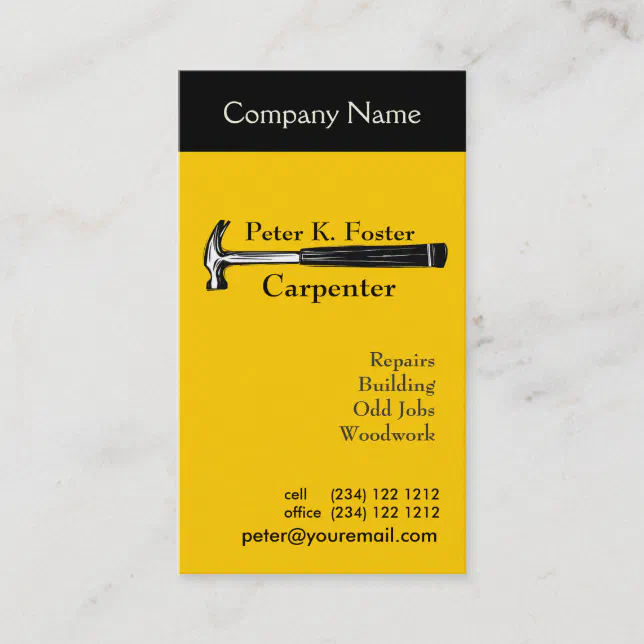 Carpenter's Hammer Repair Services Business Card | Zazzle