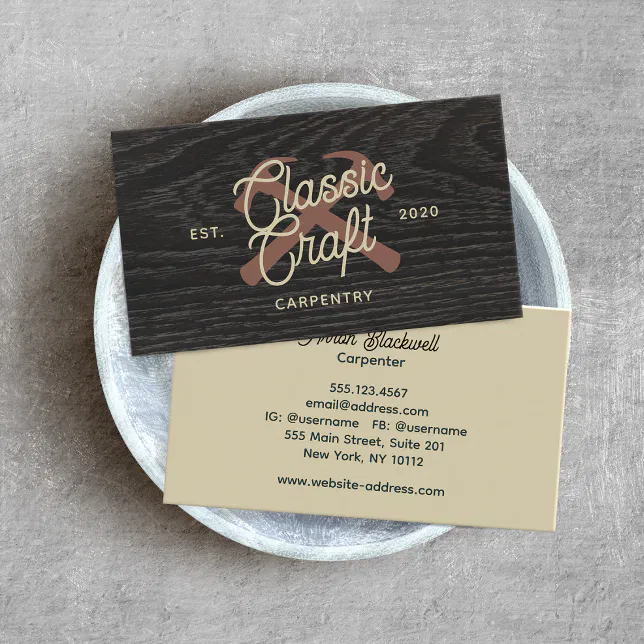 Carpentry Construction Carpenter Rustic wood Business Card | Zazzle