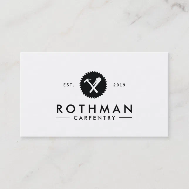 Carpentry Hammer , Pipe Wrench, Round Saw Logo Business Card | Zazzle