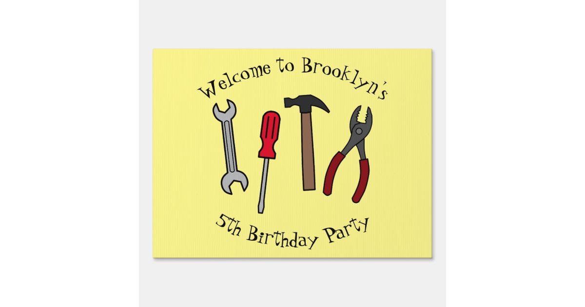 Carpentry tools cartoon illustration sign | Zazzle
