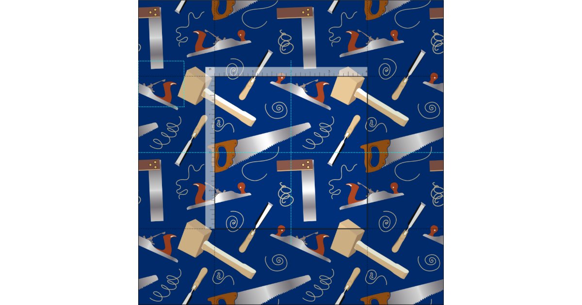 Carpentry Tools Woodworking Toolkit on Blue Fabric | Zazzle